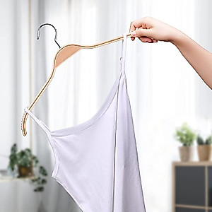 KihampHome Super Durable Natural Wood Hangers(20pcs) Space Saving with Extra Smooth Finish and No Bulge Shoulder Design,Heavy Duty Hangers with Non Slip Stripes,Perfect for Coat,Sweater and Shirt