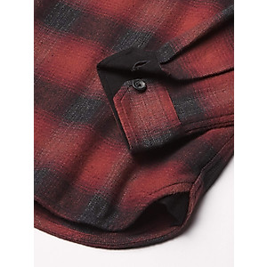 Vince MENS TONAL PLAID QUARTER ZIP,REDCURRANT,MEDIUM