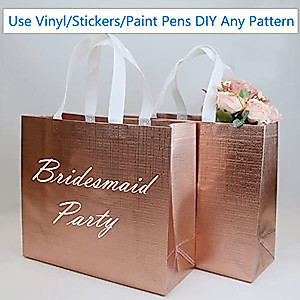 HUANN 6 Pcs Rose Gold Gift Bags Large Bachelorette Gift Bags Glossy Reusable Gift Bags Non-Woven Gift Bags for Bridesmaid Bachelorette Party Wedding Birthday Christmas 13 x 5 x 11 Inch