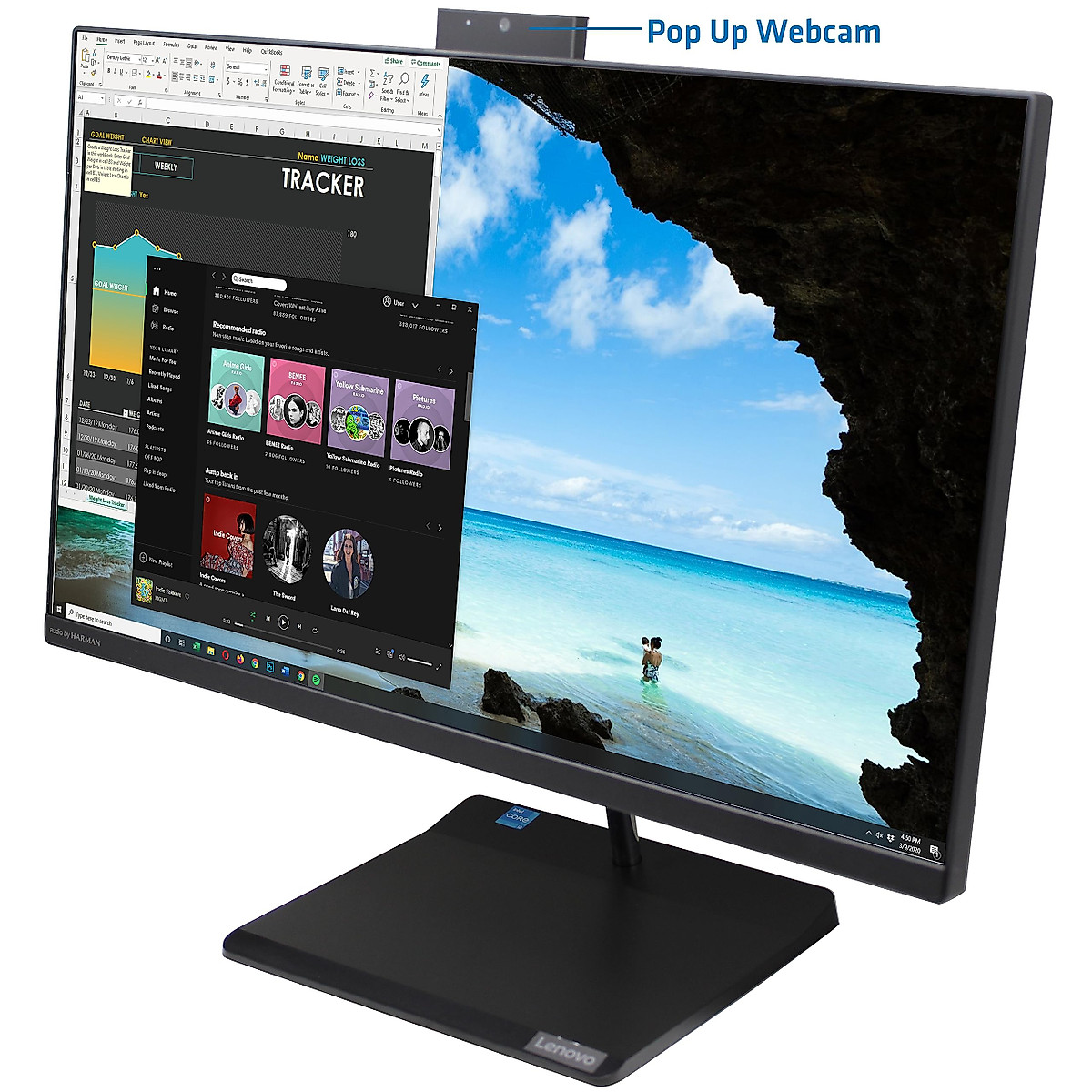 Lenovo V30a All-in-One 24" FHD Desktop Computer, Intel i3-1115G4, 16GB RAM, 1TB NVMe SSD, DVDRW, USB 3.1, WiFi, BT, Webcam, Windows 11 Pro, Black AIO