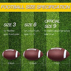 jiaonun 6 Pack Youth Size Football Junior Size Football Inflatable with Pump, Size 6 Footballs 10.5 inch, American Football, Composite Leather Football