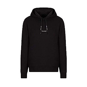 A|X ARMANI EXCHANGE mens Pull-over With Front Back Logo Hooded Sweatshirt, Black, Large US