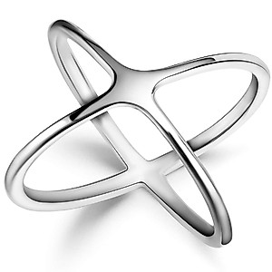 Jude Jewelers Stainless Steel Cross Wrap Promise Statement Wedding Anniversary Ring (Silver, 9)