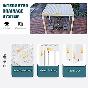 QAQA 10 X 10 FT Louvered Pergola with Adjustable Roof, Aluminum Outdoor Pergola Gazebo with Hardtop for Patio, Garden and Deck, White