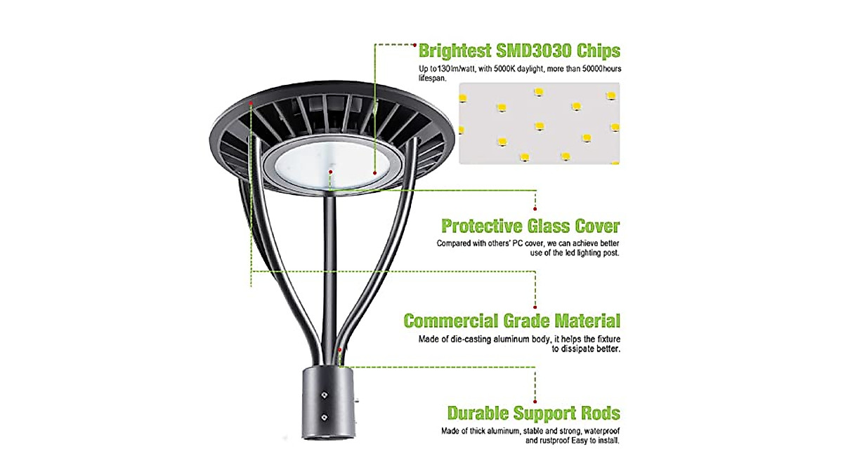 100W LED Circular Post Top Lights - Bright & Durable