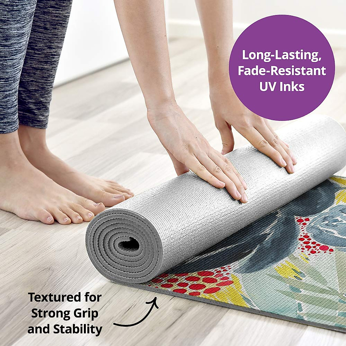 CANVAS ON DEMAND Yoga and Pilates Non-Slip Fitness Mat with Carrying Strap (Adorned Llama III) 24"x70"