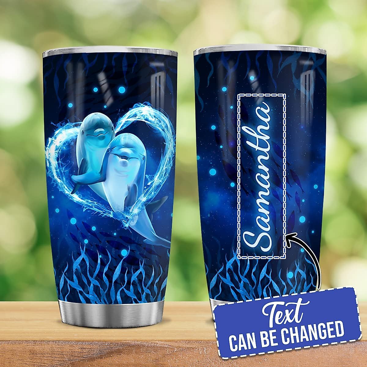 Wassmin Dolphin Gifts Personalized Dolphin Tumbler Stainless Steel 20oz 30oz Coffee Travel Cup Custom Gifts for Woman Girls Friend Spirit Animal Lovers Birthday Christmas