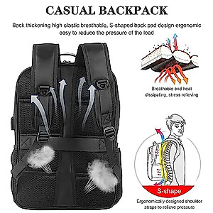 Acogedor 5V 14W Solar Backpack, Waterproof Solar Panel Power Backpack with USB Charging Port, Ergonomic Laptop Bag, for Hiking, Camping, Travel