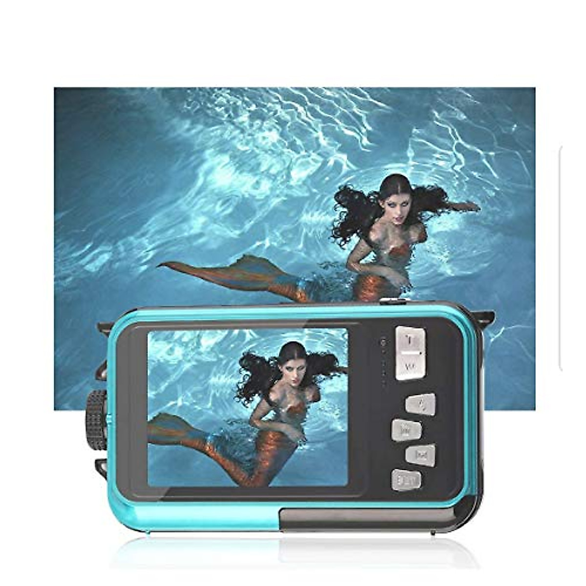 Waterproof Digital Camera for Snorkeling 24 MP Video Recorder Full HD 1080P Bundle with Swimming Goggles, 32GB SD Card, Floating Wrist Strap. DV Recording Point and Digital Shoot, Dual Screen.