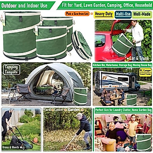 16 Gallon & 24 Gallon Collapsible Trash Can with Solid Bottom Yard Garden Bag for Pop-Up Trash Can,Recycling Bin,RV Camping Waste Bin,Home Laundry Hamper,Yard Waste Bag,Debris Bag,Lawn Grass,Leaf Bags