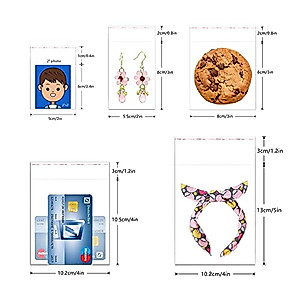 Clear Resealable Cellophane Bags 500pcs Sealable OPP Poly Bags 2x3" Mini Crystal Sealed Clear Bags 2 Mil for Earrings Candies Bakery Cookies Gift (5 Sizes to Choose from)