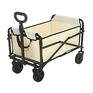 Folding Wagon Cart Heavy Duty Collapsible Utility Wagon Outdoor Camping Garden Cart with Storage Bag for Camping, Sports, Shopping (Color : Beige) (Be