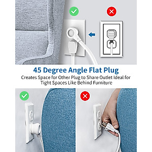 15 FT Extension Cord Surge Protector Power Strip 6 Super Wide Spaced Outlets, NTONPOWER Flat Plug Surge Protector Wall Mount with 3 USB, 1875W, 15A, 1700 Joules, Overload Protection for Home Office