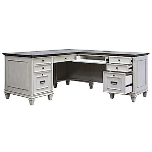 Martin Furniture Hartford Wood L-Desk and Return, Writing Table and Return, Office Desk and Return, White