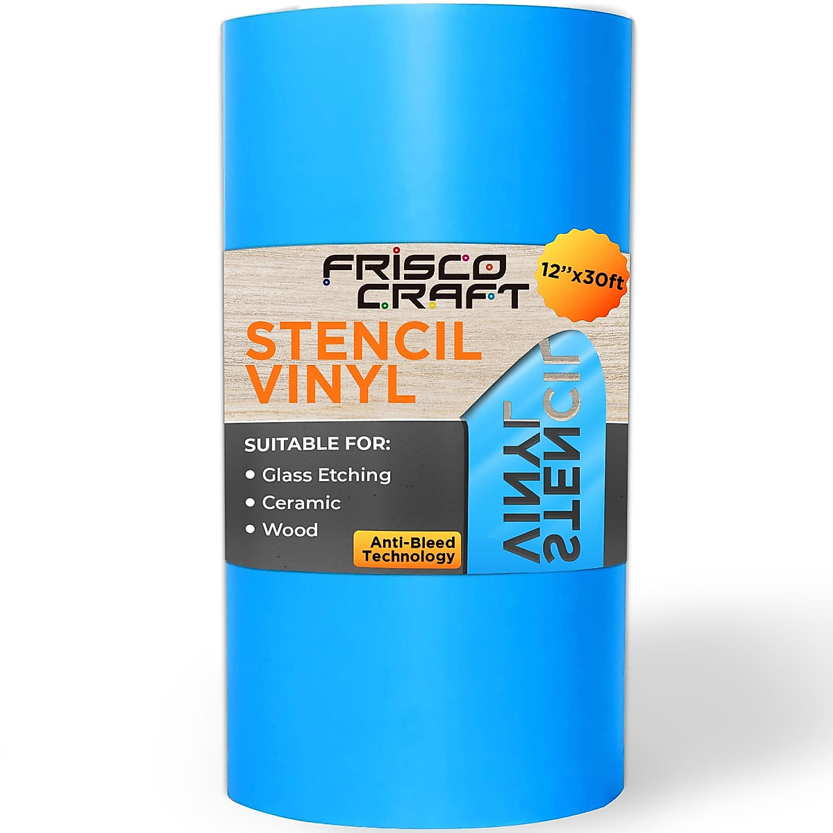 Frisco Craft Blue Stencil Vinyl Masking Film, 12" x 30 Ft Stencil Vinyl Roll, Stencil Sheets Compatible with Most Cutting Machines CNC, Cricut, Cards, Journals, Crafts