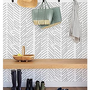 Guvana Line Peel and Stick Wallpaper Gray and White 17.7"x118" Self Adhesive DIY Removable Stripe Contact Paper Decorative for Livingroom Bedroom Wall Covering