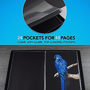 ProFolio Evolution 16x20 Black Photo Album Book with 48 Pages - Protective Plastic Sleeves for Safe Document Storage