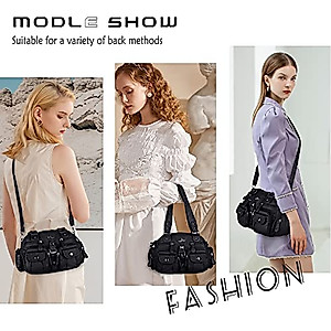 Angel Kiss Crossbody Purses for Women Shoulder Bag Multipocket Soft Hobo Purses Removable Strap Leather Handbags