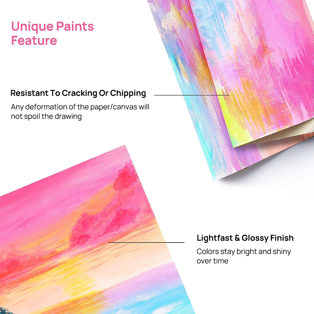 Discpace Pastel Acrylic Paints, Set of 24 Macaron Colors 2oz/59ml with 3 Painting Brushes, Art Craft Paint for Beginners/Kids/Rock Painting/Canvas/Wood/Glass/Ceramic/Stone Painting Supplies Kit