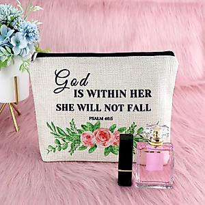 Sfodiary Motivational Gift for Women Makeup Bag Religious Gift for Sister Bible Verse Gift Cosmetic Bag Birthday Gifts for Friend Encouragement Graduation Christmas Gift Travel Cosmetic Pouch