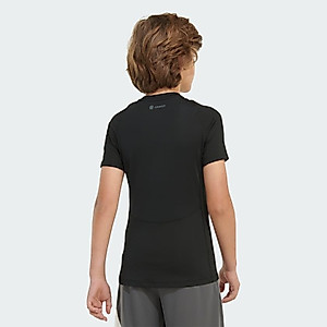 adidas Boys' Moisture Wicking Techfit Compression Shirt Short Sleeve, Black, Large (14/16)