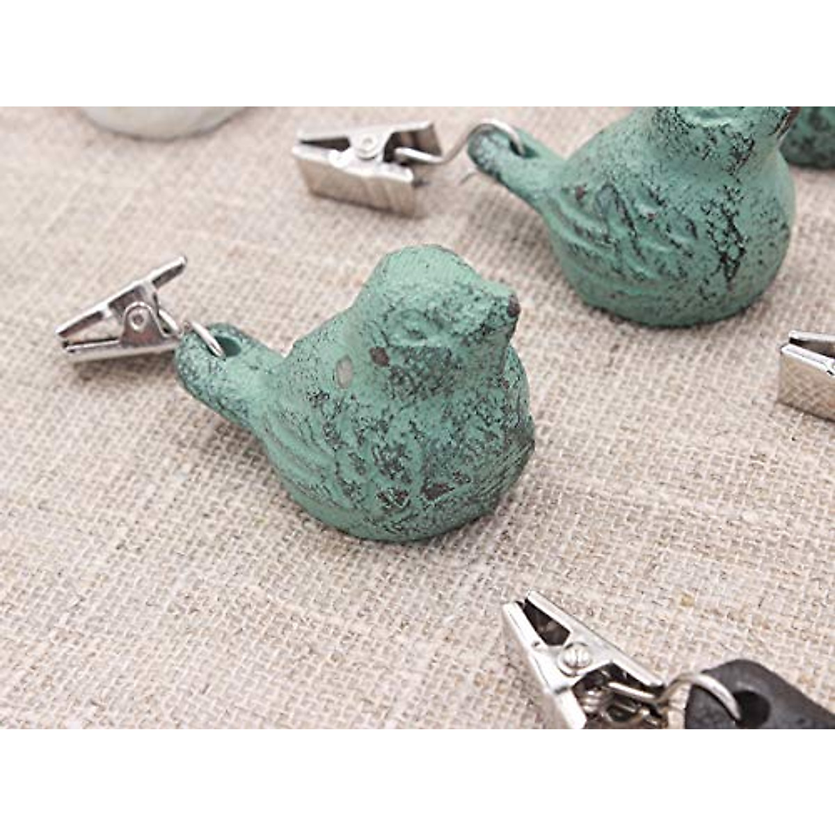 Funly mee (4PACK Vintage Tablecloth Weights on Clip Hangers,Pendant Tablecloth Weights kit with Green Bird, for Outdoor Garden Party Picnic Tablecloths Heavy.(Green)