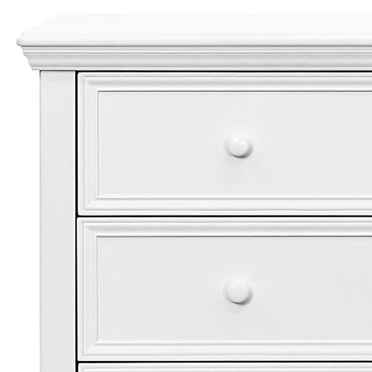 Contours Easy-to-Assemble Transitional 3-Drawer Dresser - Built-in Hardware, Changing Table Height, 3 Spacious Drawers, Sculpted Wooden Knobs, Anti-Tip Kit, White