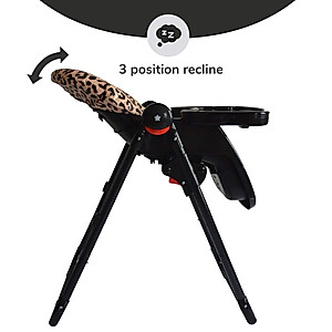 Your Babiie ‘AM:PM by Christina Milian’ Leopard Fitzrovia Infant Highchair - Height-Adjustable Baby High Chair - Easy-Clean Foldable & Compact Weaning Highchair - Suitable from Approx. 6 Months