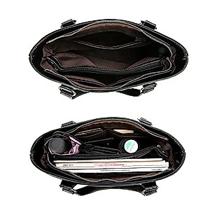 Trinity Ranch Tooled Collection Concealed Carry Tote for Women Large Top Handle Bag Western Handbags with Wallet TR150G-8317BK+W