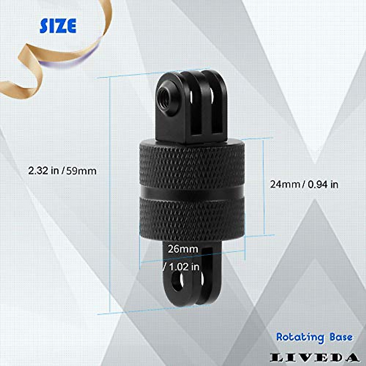 Niewalda 360 Degree Rotation Gopro Tripod Mount Adapter, Alumiun gopro Mount Adapter, Compatible with GoPro Hero10/ 9/8/ 7/6/ 5/ Series,DJI, XiaoYi, SJcam,AKASO,and Other Action Cameras