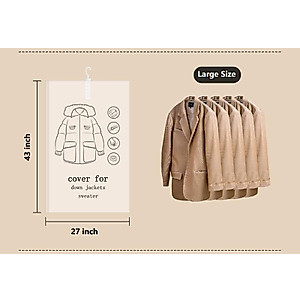 SunHorde Hanging Vacuum Storage Bags for Clothes 6 Pack Large Hanging Vacuum Sealed Bags, Hanging Space Saver Bags for Closet Organizer, Garment Cover Vacuum Sealer Bags for Travel