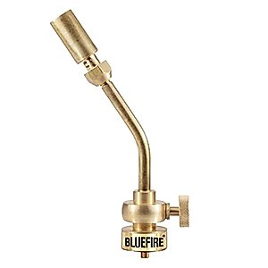 BLUEFIRE Solid Brass Jumbo Pencil Flame Gas Welding Torch Head Nozzle Upgraded Full Metal Version Fuel by MAPP MAP Pro Propane CGA600 Cylinder Bottle (Torch Only)