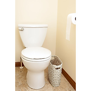 Coeusy Wicker Trash Can,Bathroom Trash Can,Waterproof Wicker Waste Basket for Bathroom,Narrow Small Waste Basket for Bedroom,Office, Cream White 5 Gallon