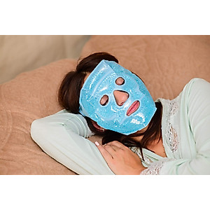 Sofida Cold Hot Gel Face Eye Mask - Reduce Puffy Dark Circles Bags Under Eyes Migraines Stress Relief - Heat Ice Therapy Pack Compress - Sinus Pressure Acne Headaches Relaxation (Blue)