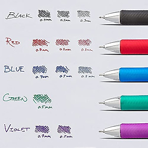 Pentel Energel Deluxe RTX 0.5 mm Needle Tip Pens - Retractable Liquid Gel Pen Set - Pack of 5 Black Pens with 3 Refills
