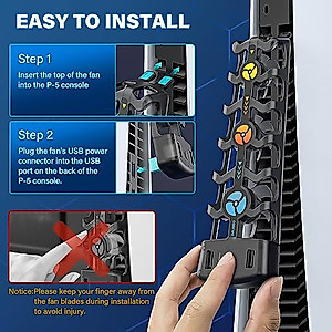 Cooling Fan for PS5,Cooler Fan with 3 Adjustable Quiet Cooling Fans and RGB Light for PS5 Cooling System Efficient Accessories Cooler Fan with 2.0 USB HUB for PlayStation 5 Disc and Digital Edition