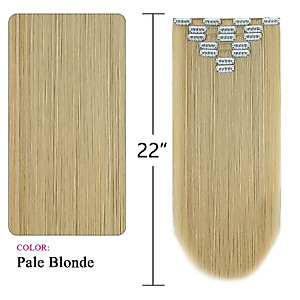 SYXLCYGG Blonde Hair Extensions Clip Hair Extension 22" 5 Oz Straight Synthetic Cheap Fluffy Blond Hair Pieces for Women