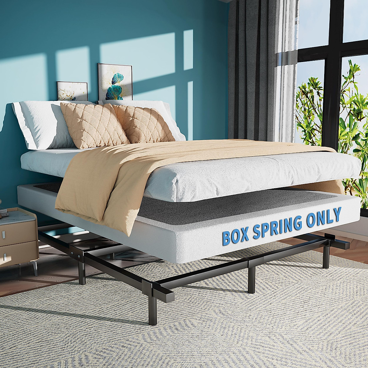 NOAH MEGATRON 7 Inch Box Spring Queen, Low Profile Metal Boxsprings/Mattress Foundation/Bunkie Board - 3000LBS Strong Steel Structure/Easy Assembly (Queen)