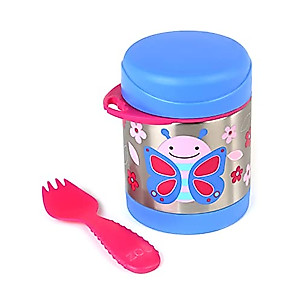 Skip Hop Baby Zoo Little Kid and Toddler Blossom Butterfly Insulated Food Jar and Spork Set, Multi, 11 fl oz