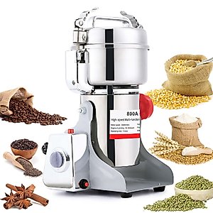 BI-DTOOL 800g Electric Grain Mill Grinder 36000r/min High-speed Grain Spice Herb Grinder 1800W Dry Grinder Machine 304 Stainless Steel Superfine powder Grinder for Kitchen Home and Commercial