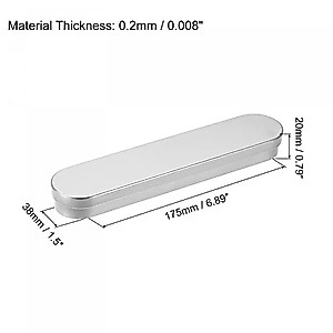 uxcell Metal Tin Box, 2pcs 6.89" x 1.5" x 0.79" Empty Tinplate Containers with Hinged Lids, Silver Tone, for Home Organizer, Candles, Gifts, Car Keys, Crafts Storage