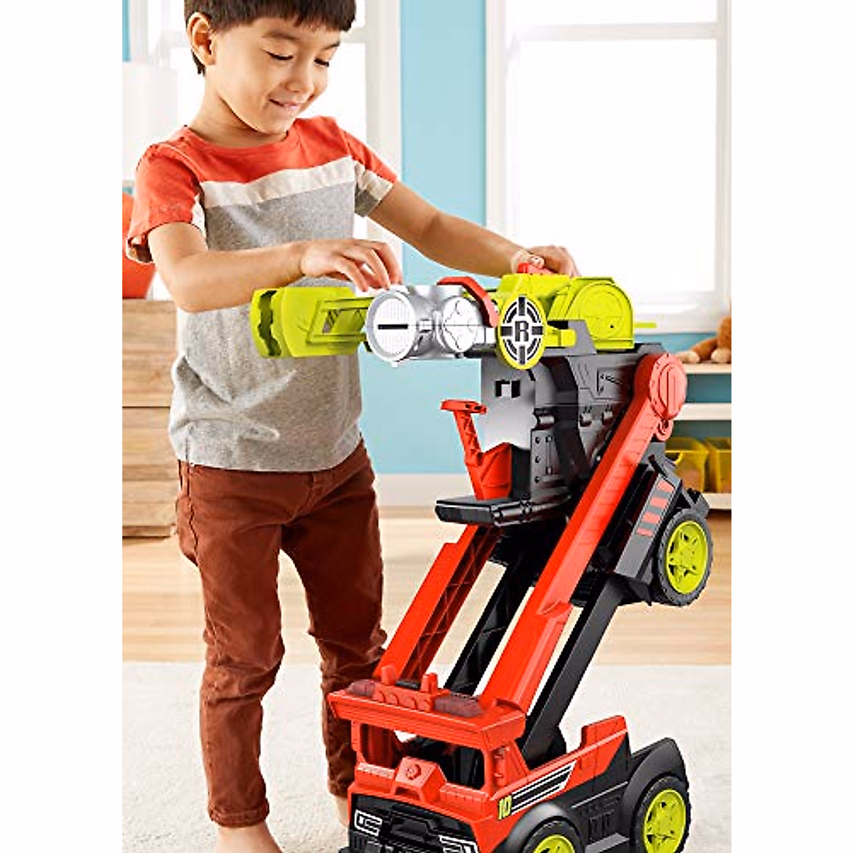 Fisher-Price Rescue Heroes Transforming Fire Truck with Lights & Sounds, Multicolor, Model:GFW30