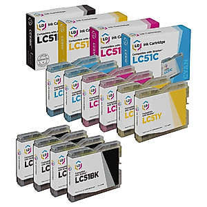 LD Compatible Ink Cartridge Replacement for Brother LC51 (4 Black, 2 Cyan, 2 Magenta, 2 Yellow, 10-Pack)