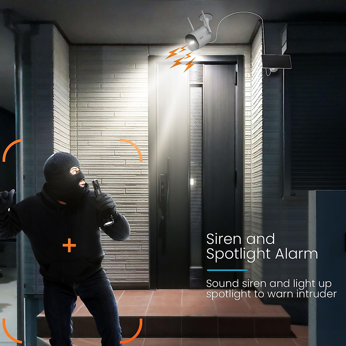 Security Cameras Wireless Outdoor, 2K Solar Powered Outdoor Security Cameras with Spotlight & Siren, 2.4G WiFi Wireless Surveillance Cameras for Home Security, 3MP Color Night Vision/2-Way Talk/ IP65