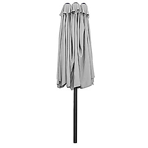 ABCCANOPY 15FT Double-Sided Aluminum Table Patio Umbrella Garden Large Umbrella,Swimming Pool 12+Colors,Light Gray