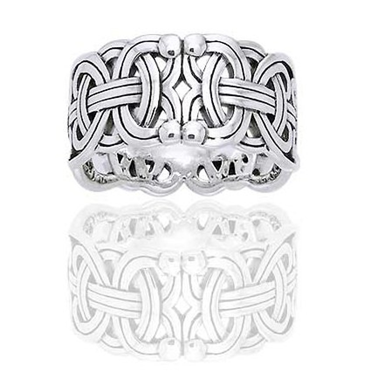 Viking Braided Wedding Band Borre Knot Norse Celtic 10mm Sterling Silver Ring Size 9(Sizes 4,5,6,7,8,9,10,11,12,13,14,15)