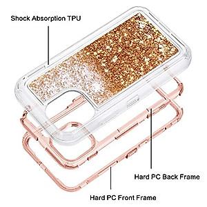 Coolden Case for iPhone 11 Pro MAX Cases Protective Glitter Case for Women Girls Cute Bling Sparkle Heavy Duty Hard Shell Shockproof TPU Case for 2019 Release 6.5 Inches iPhone 11 Pro MAX, Rose Gold
