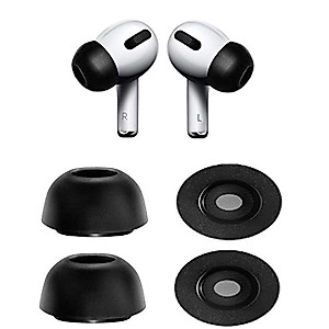 JNSA Large Size Memory Foam Ear Tips Compatible with Apple AirPods Pro, Noise Cancelling Comfortable Foam Tips with Built-in dust Guard net,[Fit in Case], Black 2 Pairs Sets,L