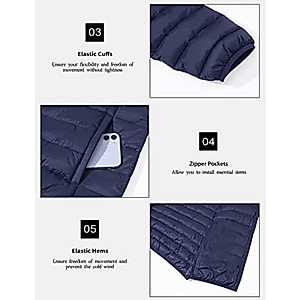Men's Insulated Puffer Jacket Zip Up Down Jacket Hiking Jacket Winter Jackets Hooded Casual Jacket Winter Clothes Hiking Jacket Navy, XL