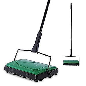 Yocada Carpet Sweeper Cleaner for Home Office Low Carpets Rugs Undercoat Carpets Pet Hair Dust Scraps Paper Small Rubbish Cleaning with a Brush Green